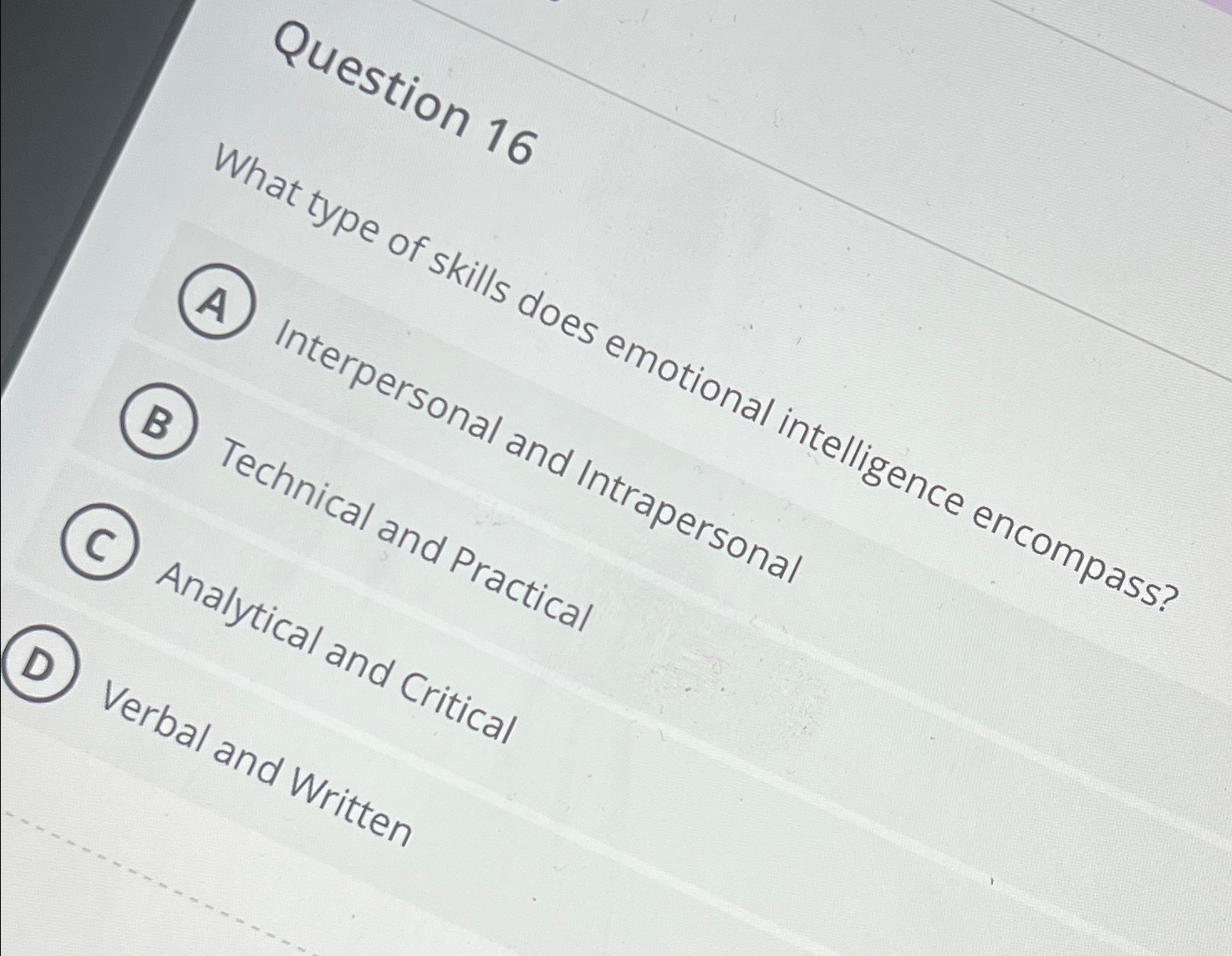 Solved Question interpersonal and(C) ﻿Analytical and | Chegg.com