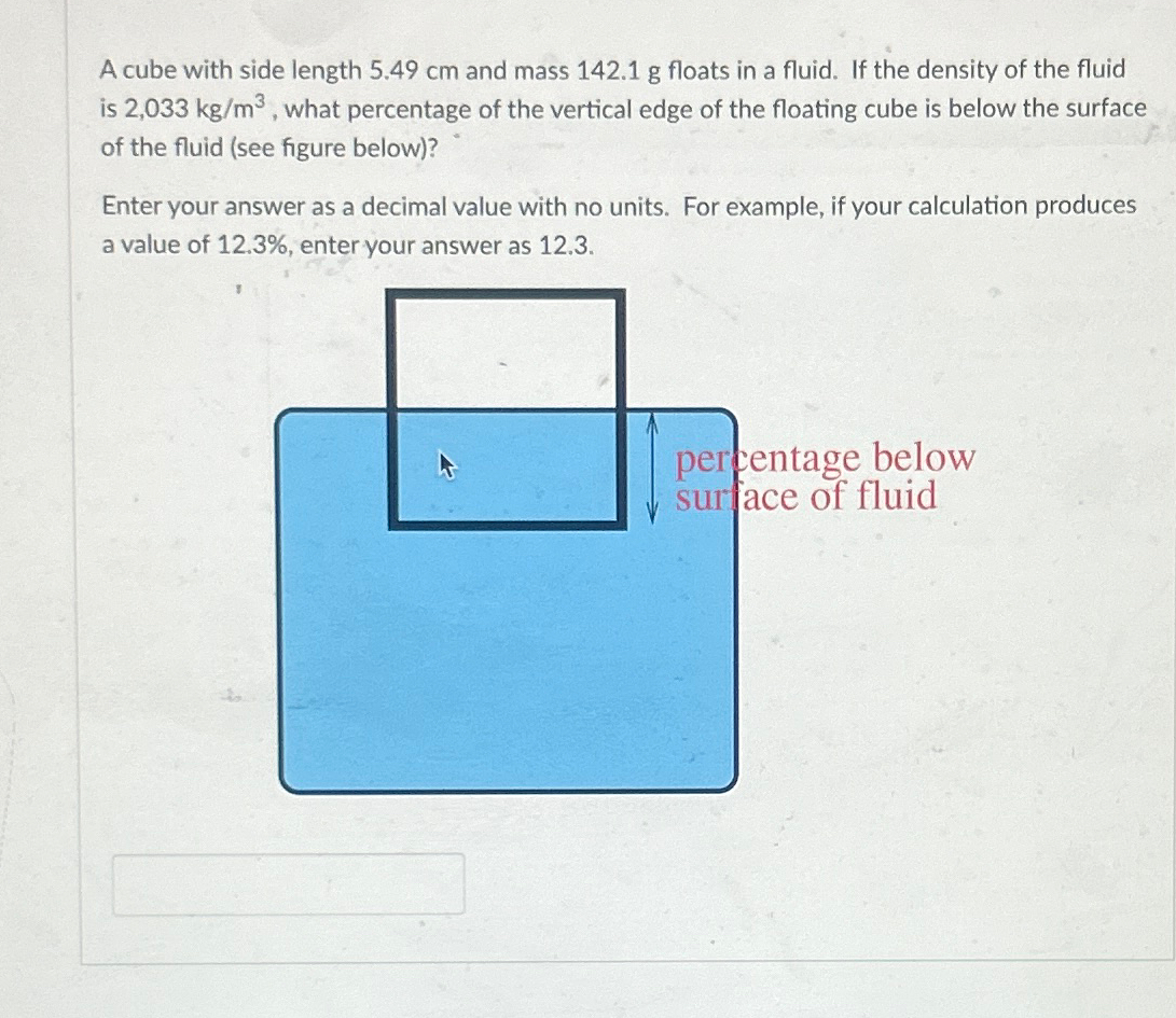 Solved A cube with side length 5.49cm ﻿and mass 142.1g | Chegg.com