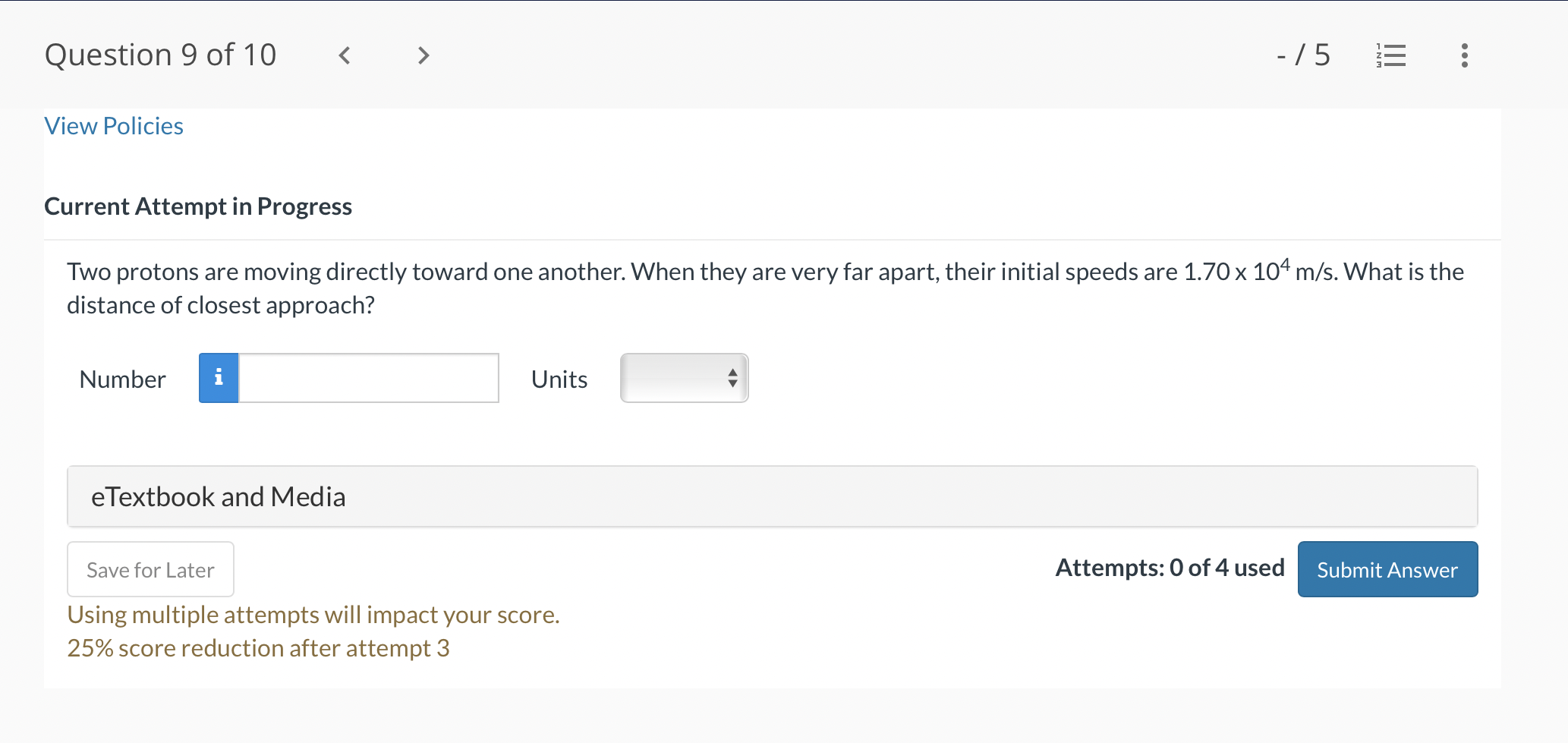 Solved View PoliciesCurrent Attempt in ProgressTwo protons | Chegg.com