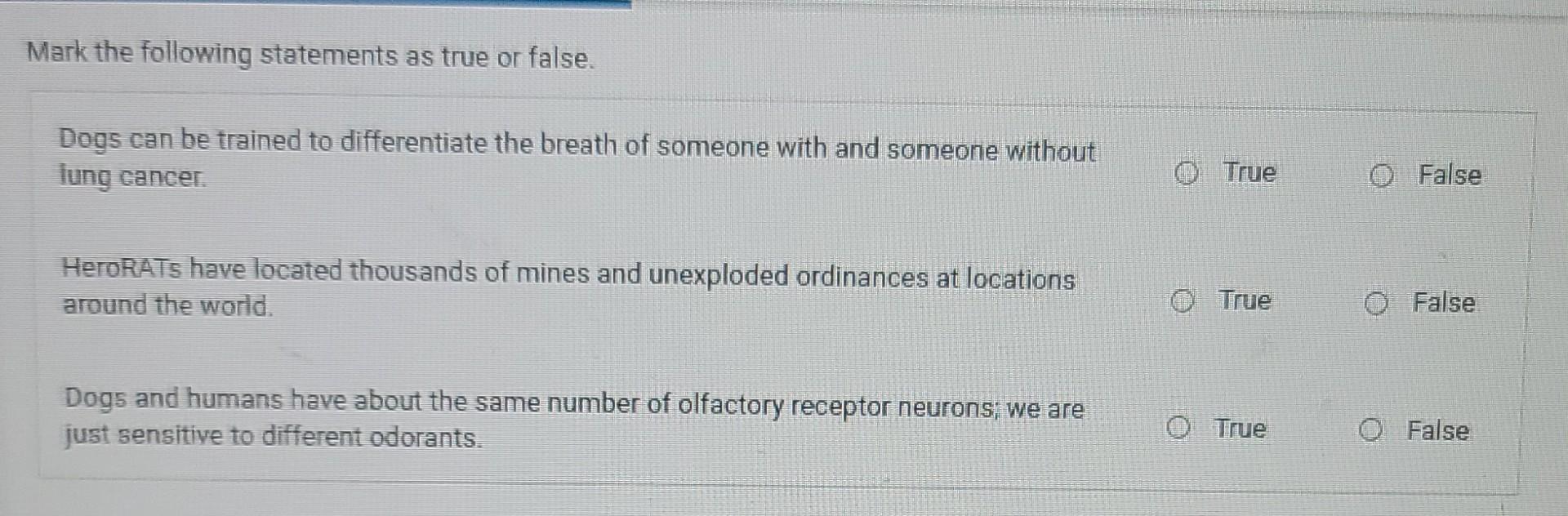Solved Mark the following statements as true or false. Dogs | Chegg.com