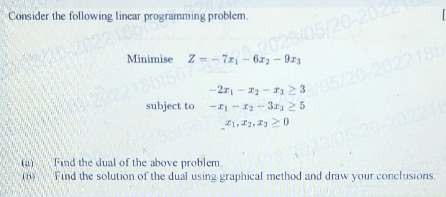 Solved Consider the following linear programming problem. | Chegg.com
