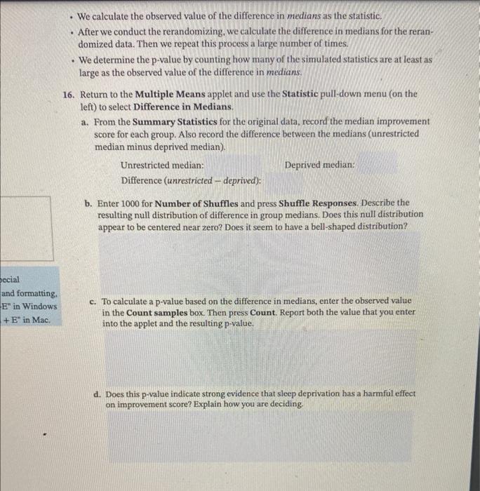 - We calculate the observed value of the difference | Chegg.com