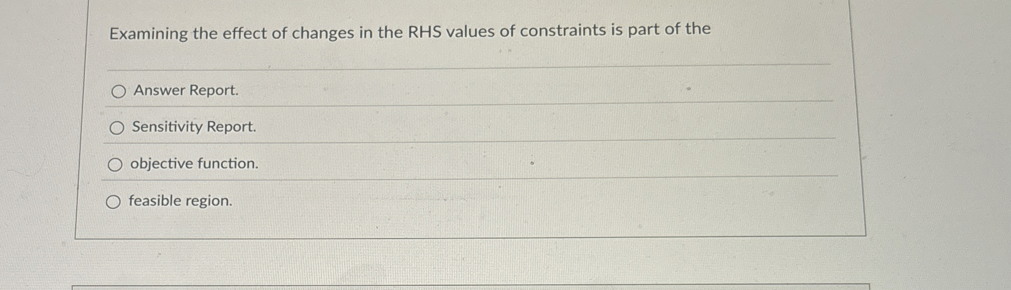 Solved Examining the effect of changes in the RHS values of | Chegg.com