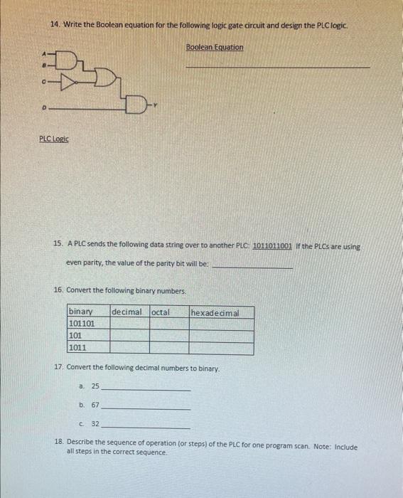 Solved 14. Write the Boolean equation for the following | Chegg.com