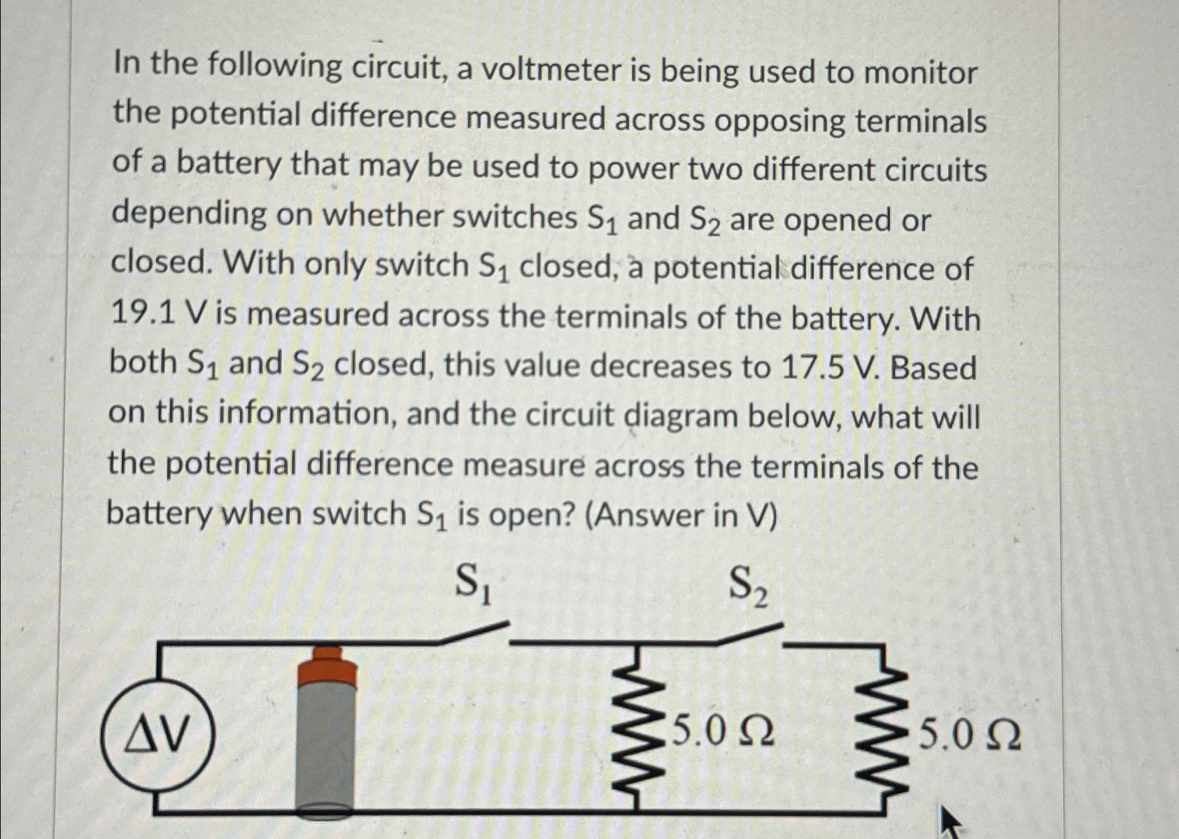 In the following circuit, a voltmeter is being used | Chegg.com