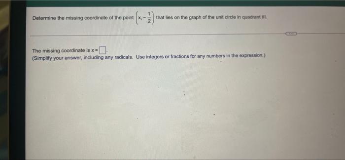 Solved Determine the missing coordinate of the point X- that | Chegg.com