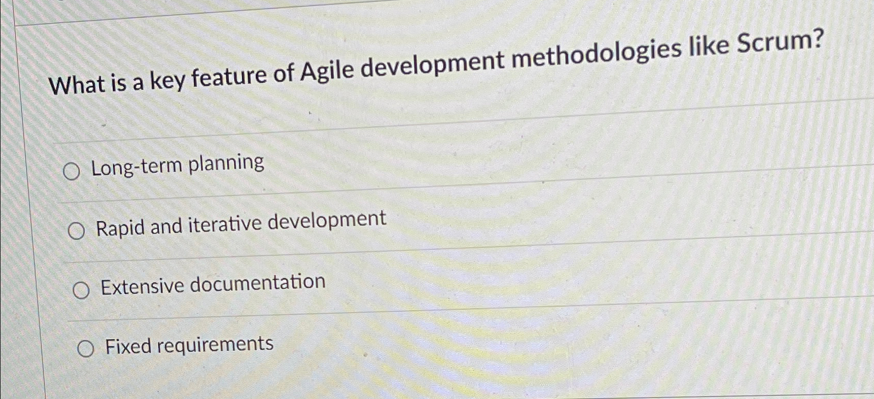 Solved What is a key feature of Agile development | Chegg.com