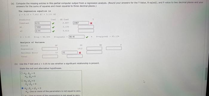 (a) Compute the missing entries in this partial | Chegg.com (a) Compute the missing entries in this partial | Chegg.com