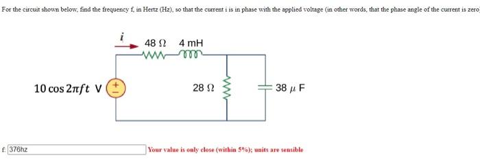 Solved For the circuit shown below, find the frequency f, in | Chegg.com