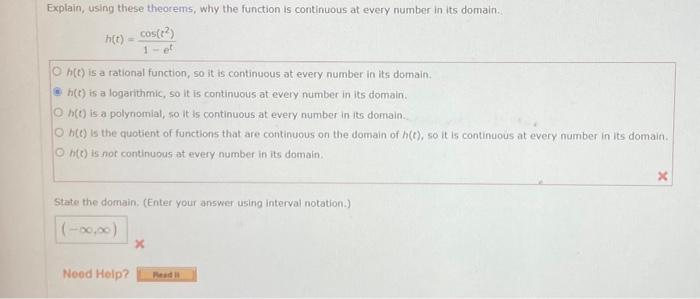 Solved Explain, using these theorems, why the function is | Chegg.com