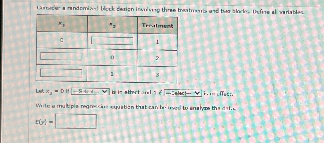 Solved Consider a randomized block design involving three | Chegg.com