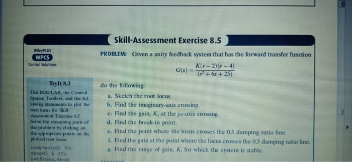 Solved Wiley PLUS WPCS Control Solutions Try it 8.3 Use | Chegg.com