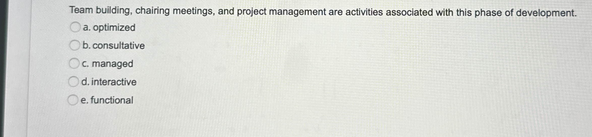 Solved Team building, chairing meetings, and project | Chegg.com