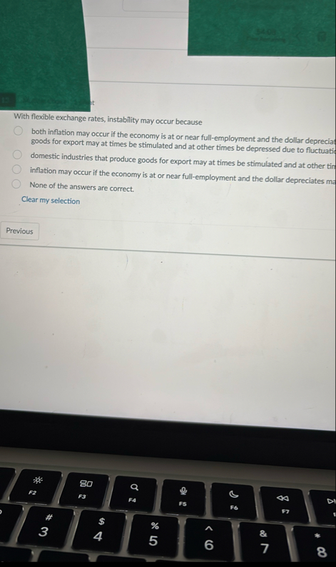 Solved With flexible exchange rates, instability may occur | Chegg.com
