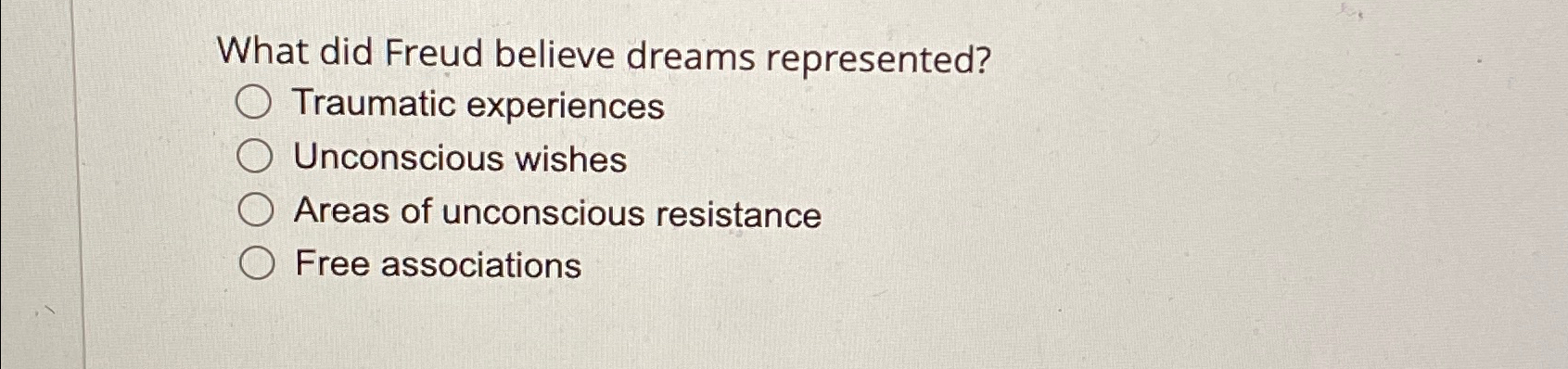 Solved What did Freud believe dreams represented?Traumatic | Chegg.com