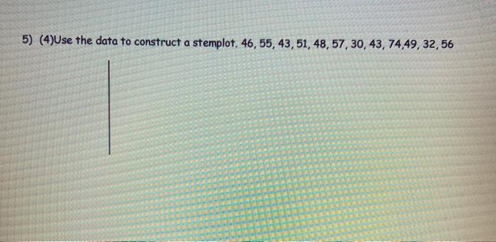 Solved 5) (4)Use the data to construct a stemplot. 46, 55, | Chegg.com