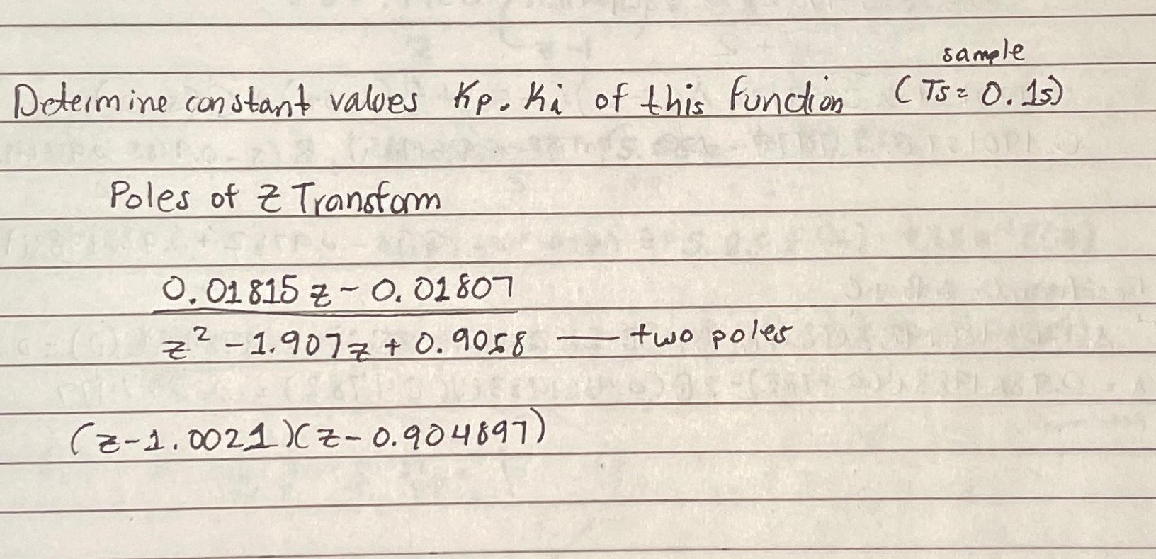 Solved sampleDetermine constant values Kp.Ki ﻿of this | Chegg.com