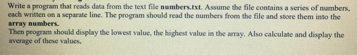 Solved Write a program that reads data from the text file | Chegg.com