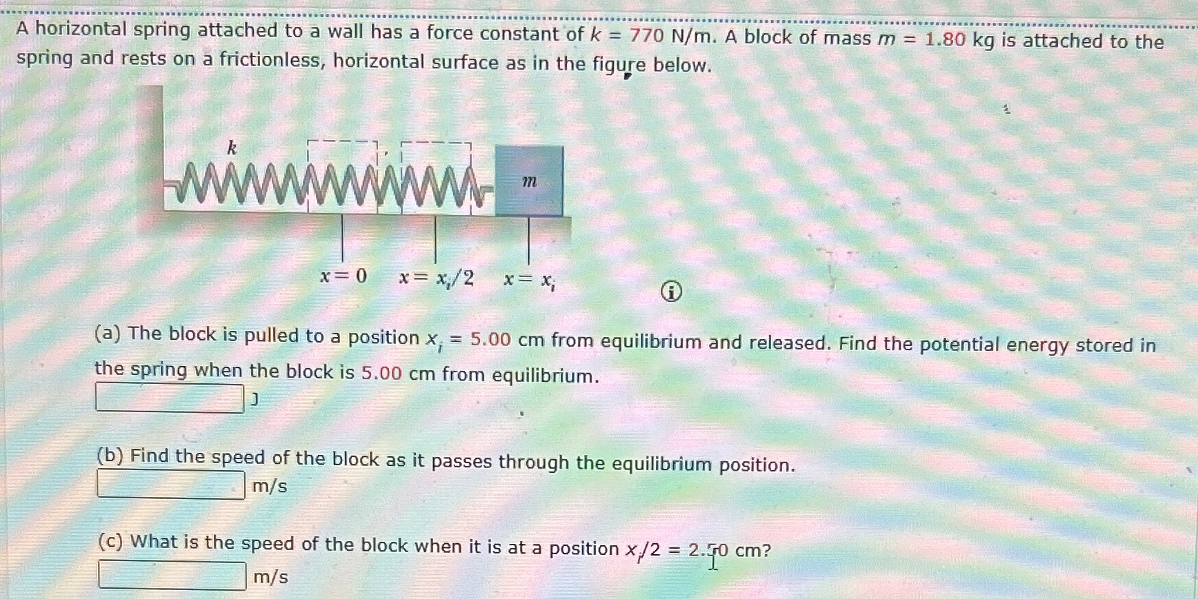 Solved A horizontal spring attached to a wall has a force | Chegg.com