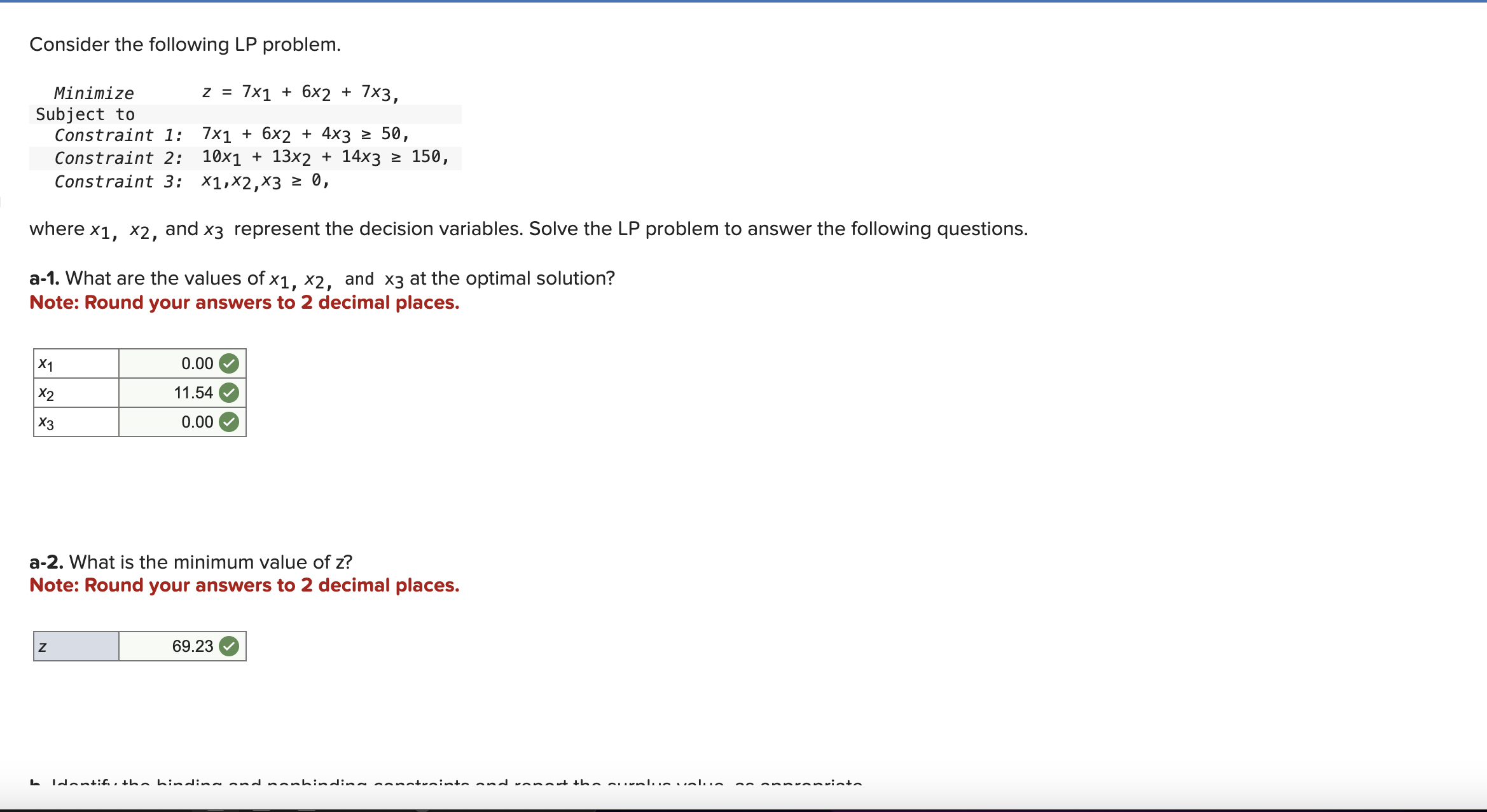 Solved Consider the following LP problem. ``` ﻿Minimize z | Chegg.com