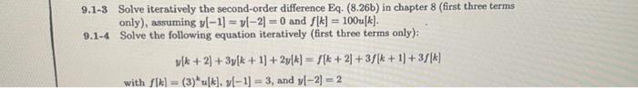 Solved 9.1-3 Solve iteratively the second-order difference | Chegg.com