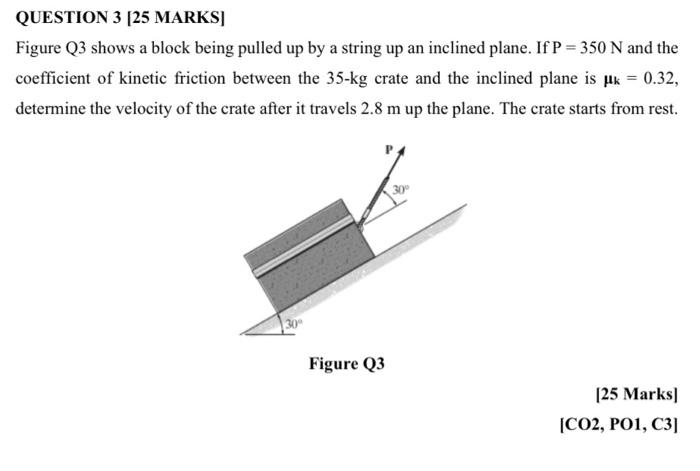 Solved QUESTION 3 [25 MARKS] Figure Q3 shows a block being | Chegg.com