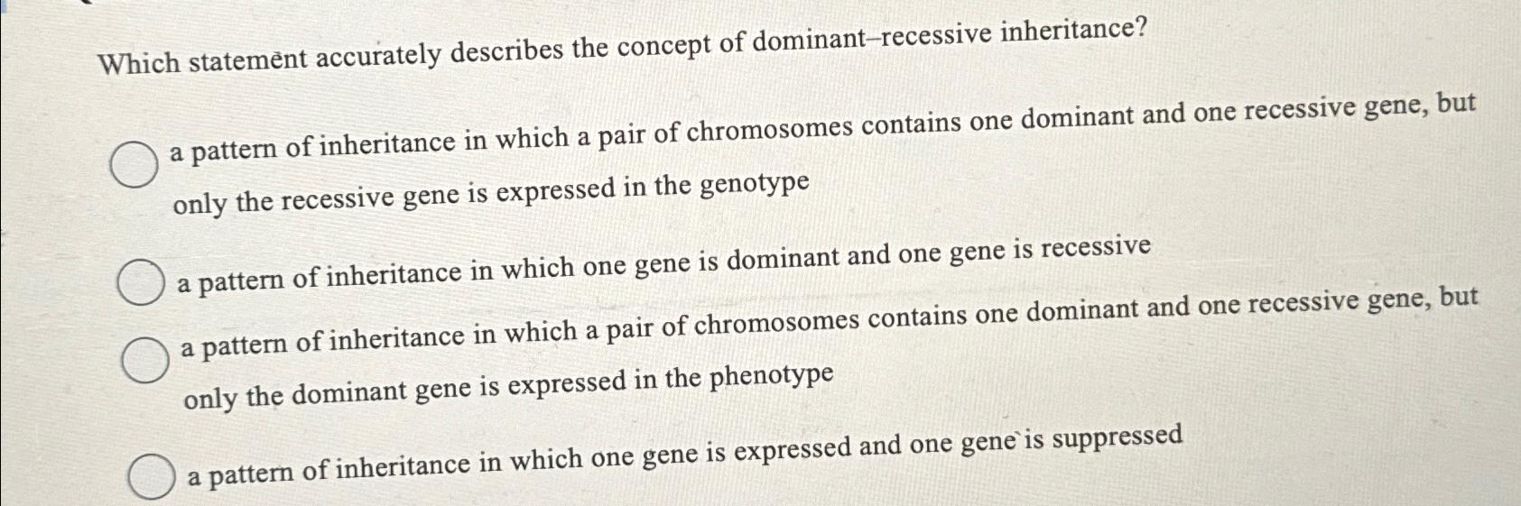 Solved Which statement accurately describes the concept of | Chegg.com