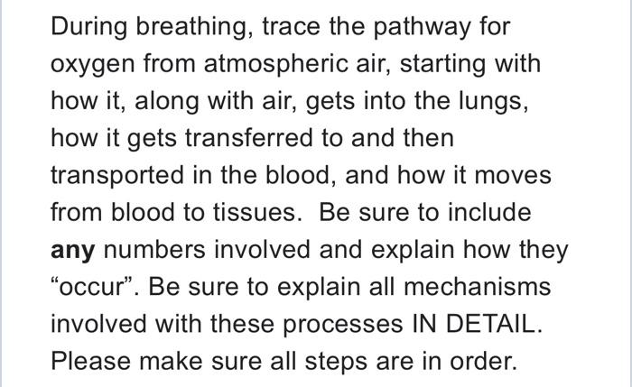 Solved During breathing, trace the pathway for oxygen from | Chegg.com