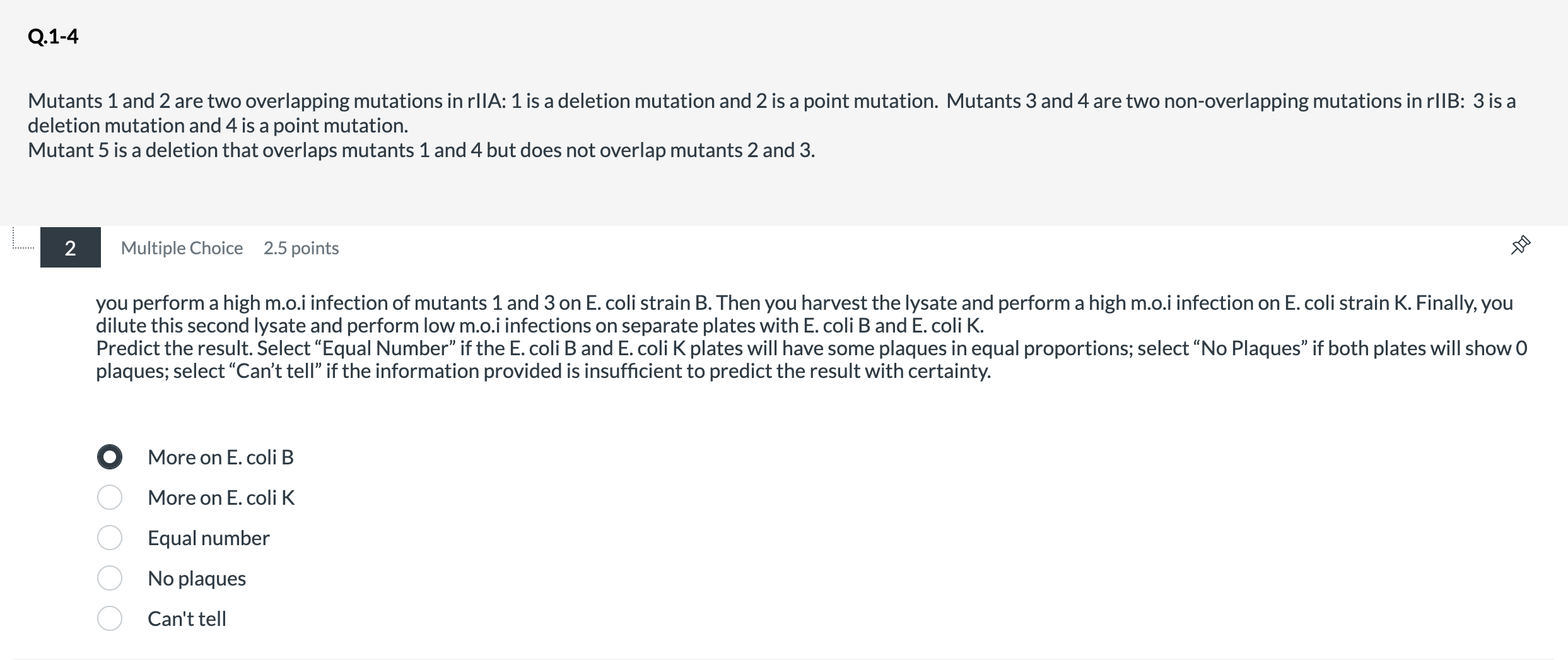 Solved Mutants 1 ﻿and 2 ﻿are two overlapping mutations in | Chegg.com