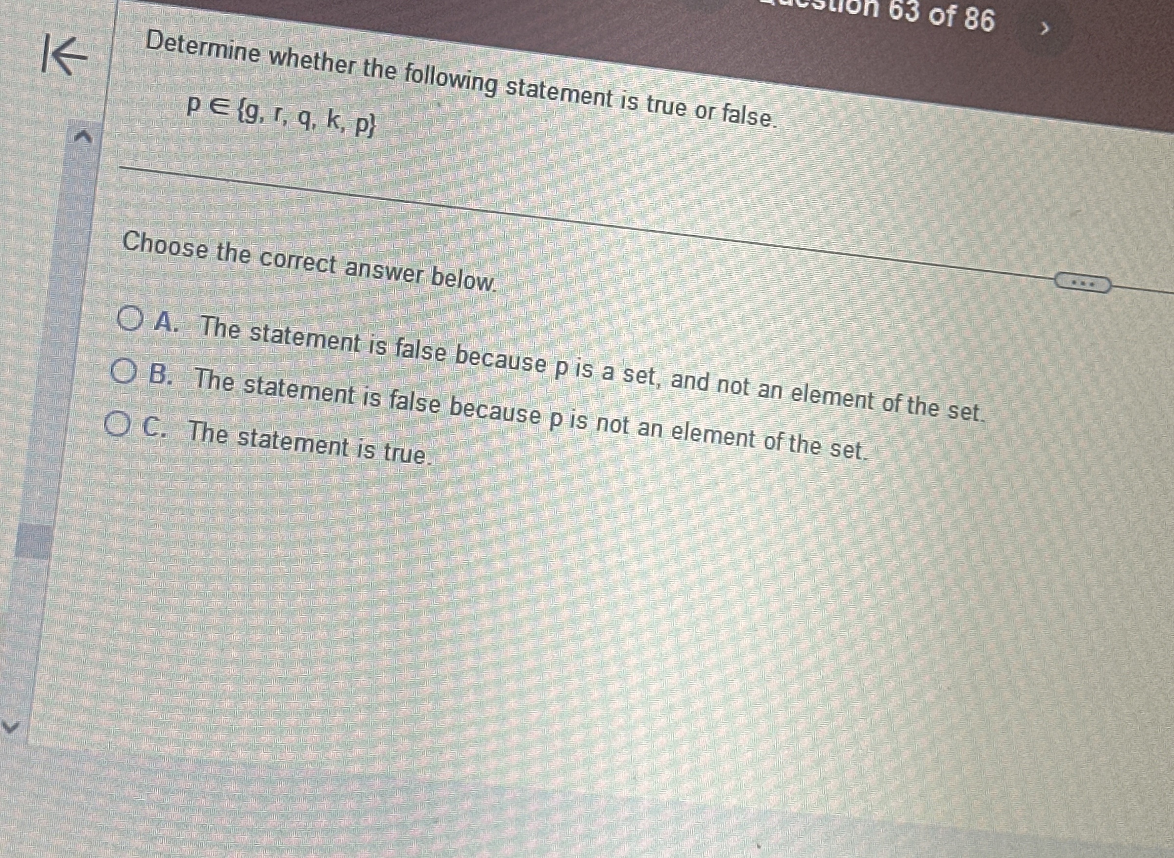 Solved Determine whether the following statement is true or | Chegg.com