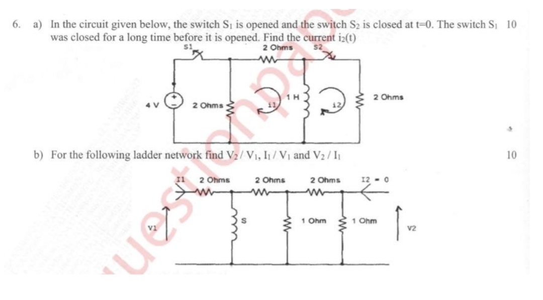 Solved a) ﻿In the circuit given below, the switch S1 ﻿is | Chegg.com