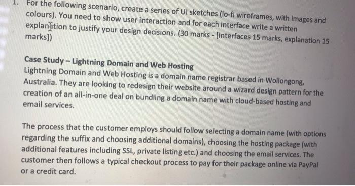 1. For the following scenario, create a series of UI | Chegg.com