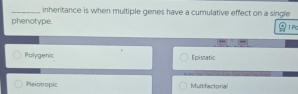 Solved q, ﻿inheritance is when multiple genes have a | Chegg.com