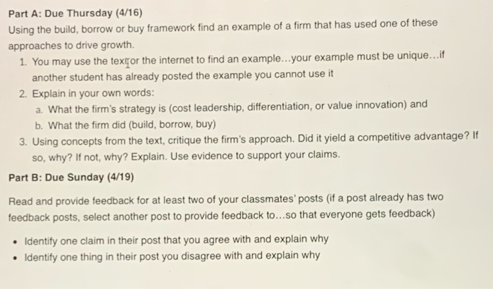 Solved Part A: Due Thursday (4/16) Using the build, borrow | Chegg.com