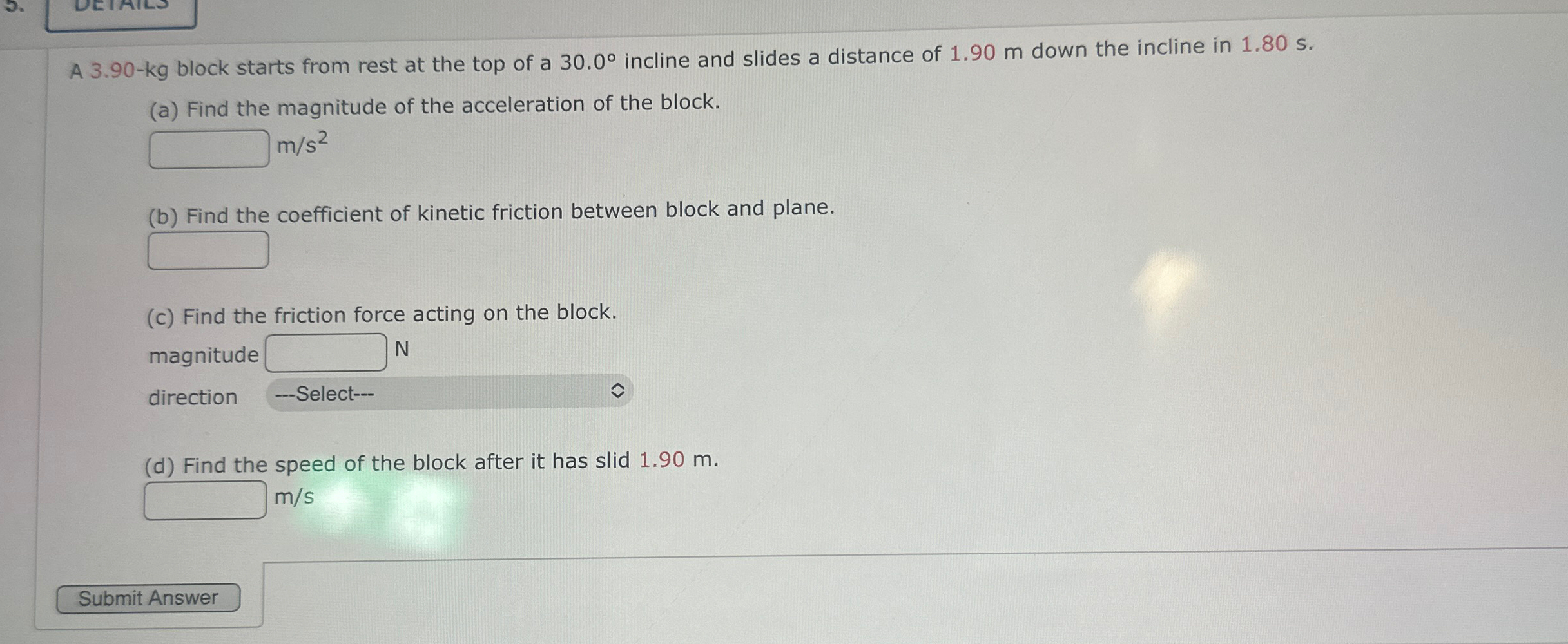 Solved A 3.90-kg ﻿block starts from rest at the top of a | Chegg.com
