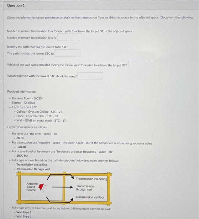 Question 1 Given the information below perform an | Chegg.com