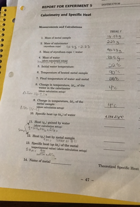 Specific Heat Lab Calorimeter
