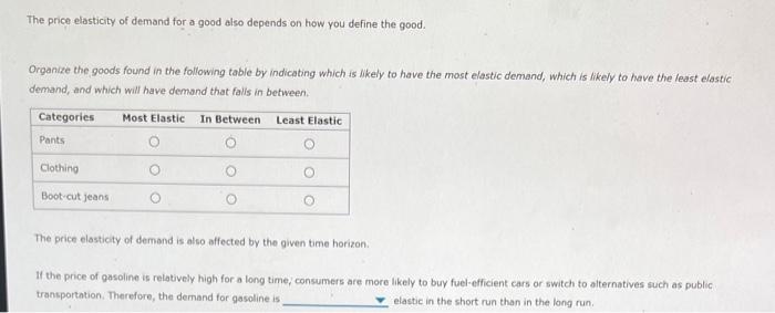 Solved Consider some determinants of the price elasticity of | Chegg.com
