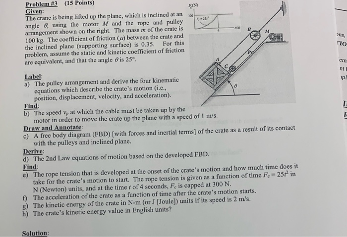 Solved Problem #3 (15 Points) Given: The crane is being | Chegg.com