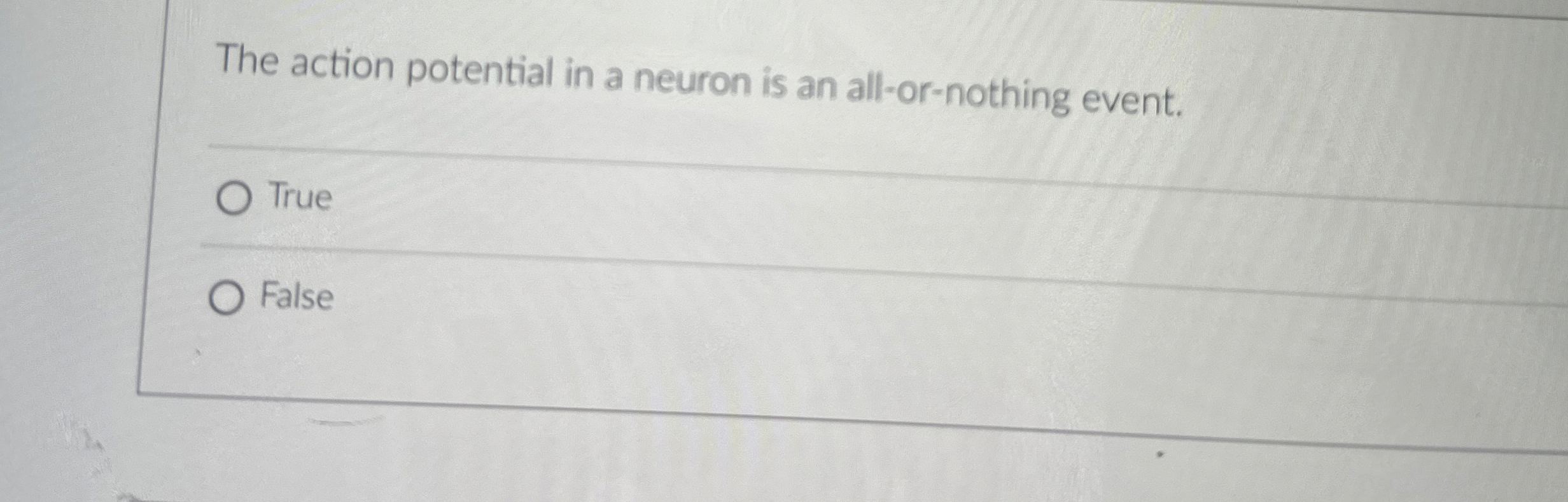 Solved The action potential in a neuron is an all-or-nothing | Chegg.com