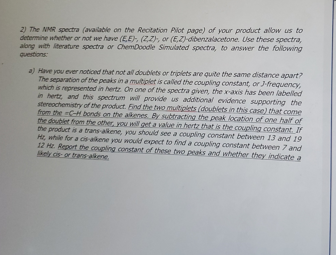 Solved The NMR spectra (available on the Recitation Pilot | Chegg.com