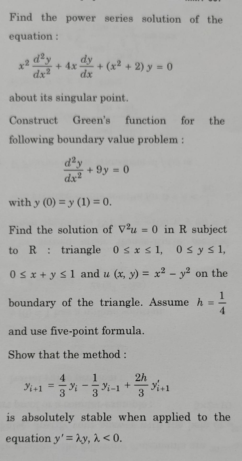Solved Find the power series solution of the equation : | Chegg.com