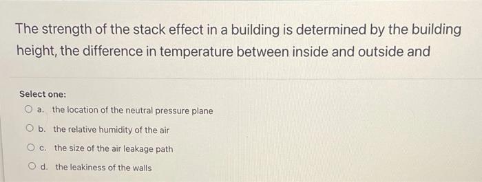 Solved The main driving forces for air leakage in buildings | Chegg.com