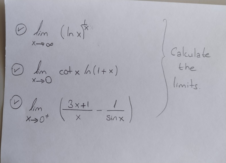 Solved V lim (hx X Calculate the Dlm cotx h (1+x) XO limits. | Chegg.com