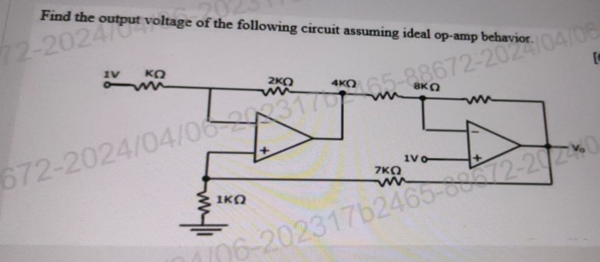Solved Find the output voltage of the following circuit | Chegg.com