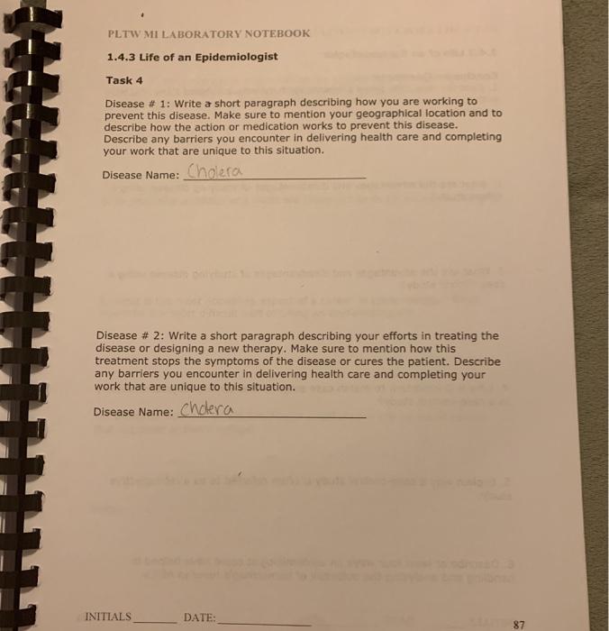 Solved PLTW MI LABORATORY NOTEBOOK 1.4.3 Life of an | Chegg.com