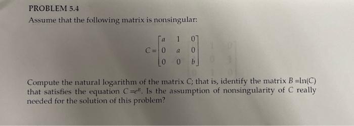 Solved Assume that the following matrix is nonsingular: \\[ | Chegg.com