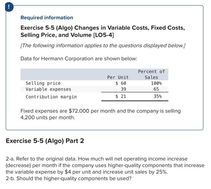 Solved Required information Exercise 5-5 (Algo) Changes in | Chegg.com