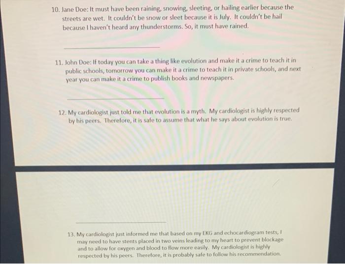 Solved Identify the logical fallacies in the examples below. | Chegg.com