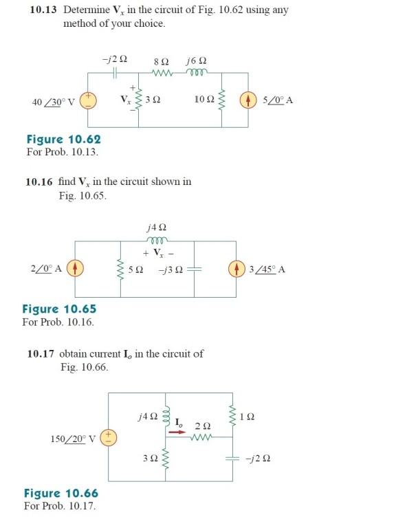Solved 10.13 Determine Vx in the circuit of Fig. 10.62 using | Chegg.com